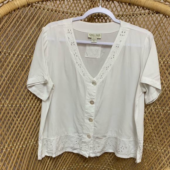 Nomadic Traders | Tops | Vintage Nomadic Traders White Button Up | Poshmark